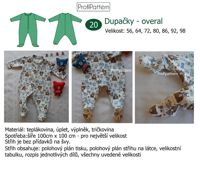 Střih na dupačky - overal